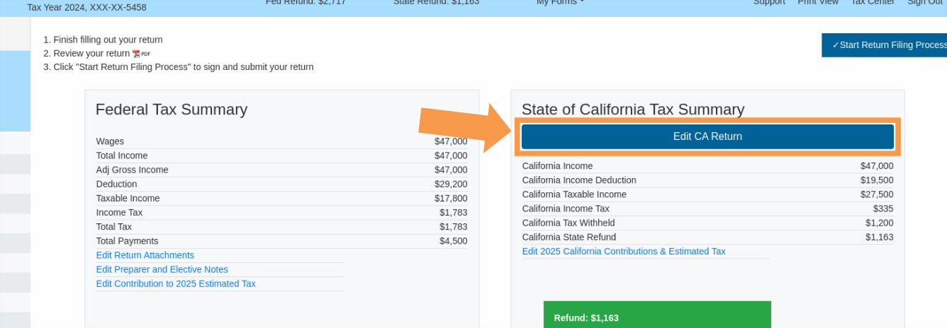 How to edit a state return – FileYourTaxes.com