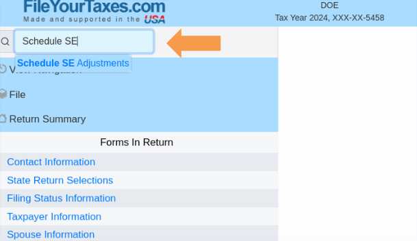 How to add schedule SE adjustments – FileYourTaxes.com